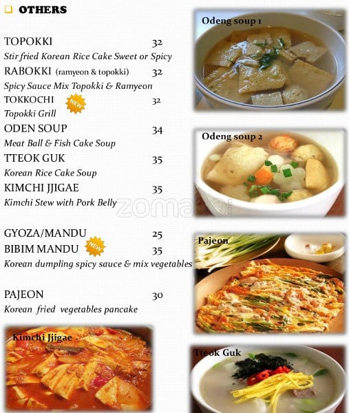 Menu at K-Ramyeon restaurant, South Tangerang