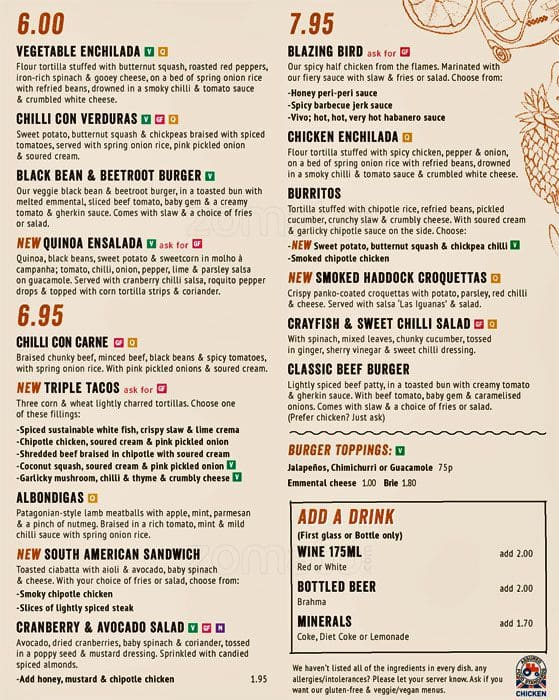 Menu at Las Iguanas - Edinburgh restaurant, Edinburgh