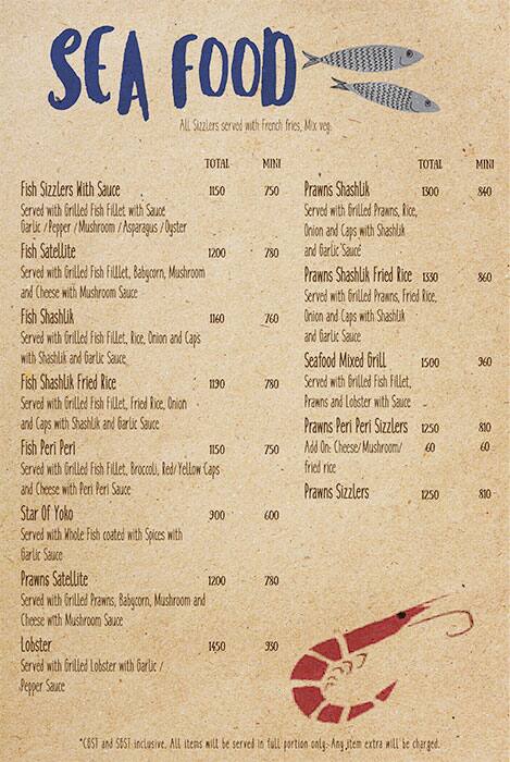 Menu at Yoko sizzlers, Pune