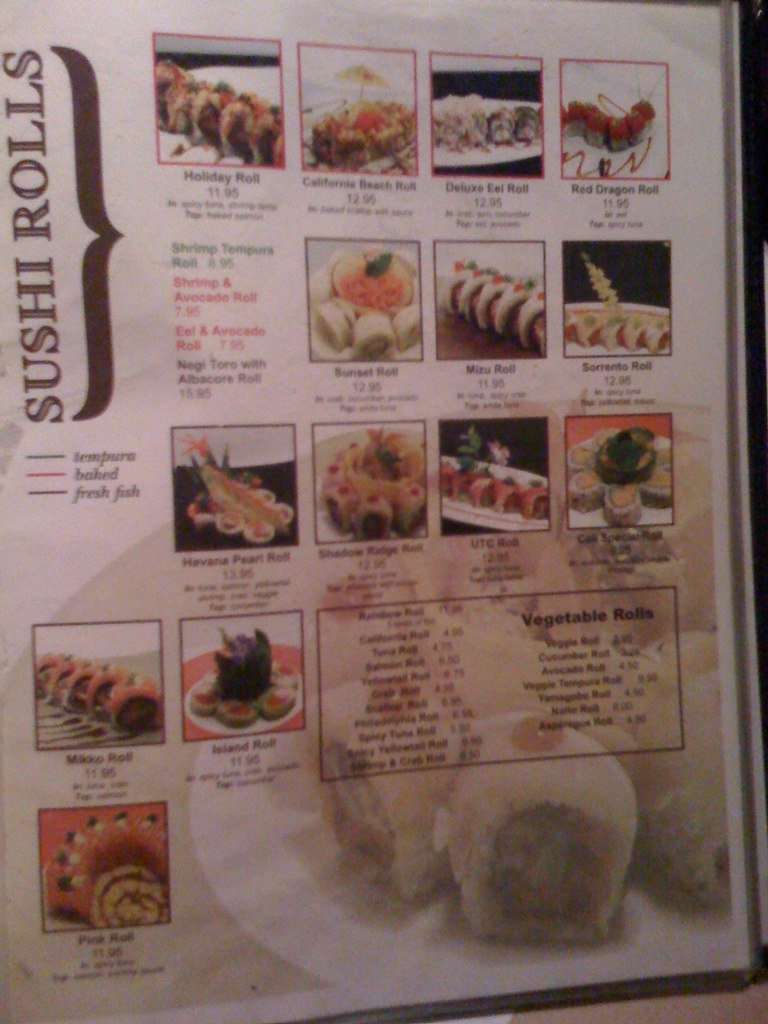 Menu at Yummy Sushi restaurant, Coronado, Orange Ave Suite 280