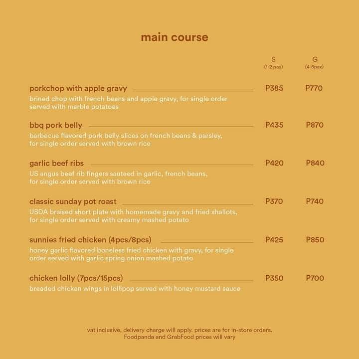 Carta de Sunnies Café Megamall, Mandaluyong