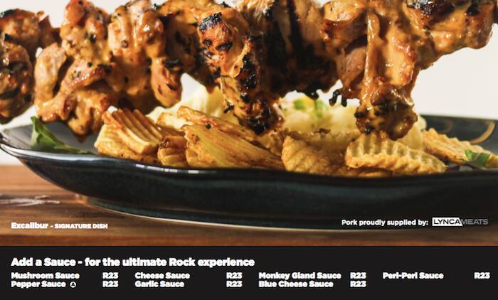 Menu at The Rock Kyalami restaurant, Midrand