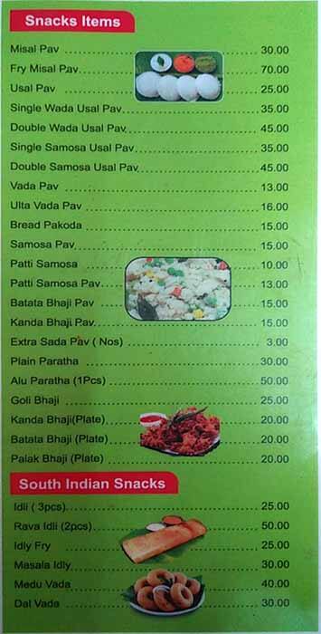 Menu of Meet & Eat Snacks Corner, Sakinaka, Mumbai