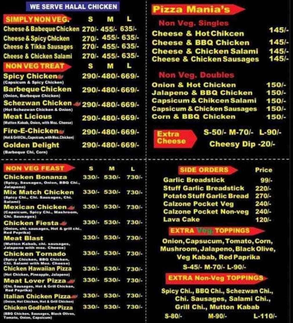 Menu of Rooftop Pizza & Buffet, Nalasopara, Mumbai