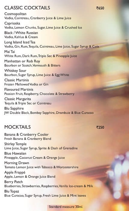 Menu of Proof - Radisson Blu, Ranjit Avenue, Amritsar