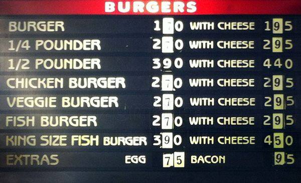 Menu at Tasty's fast food, London, 969 Fulham Rd.
