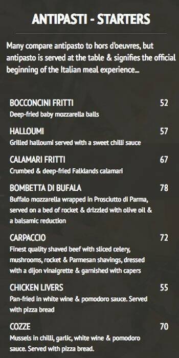Princi Pastizza Menu, Menu de Princi Pastizza, Bedfordview, East Rand ...