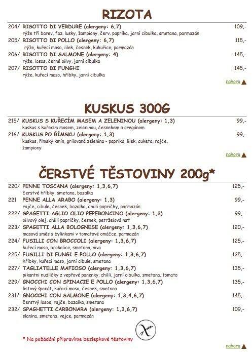 Menu at Pizza Porta Via restaurant, Říčany