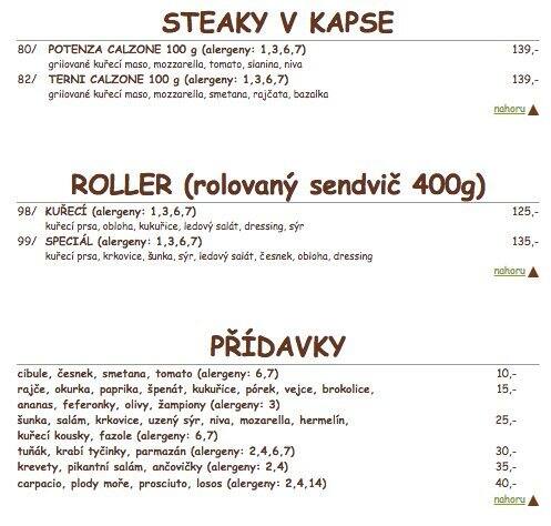 Menu at Pizza Porta Via restaurant, Říčany