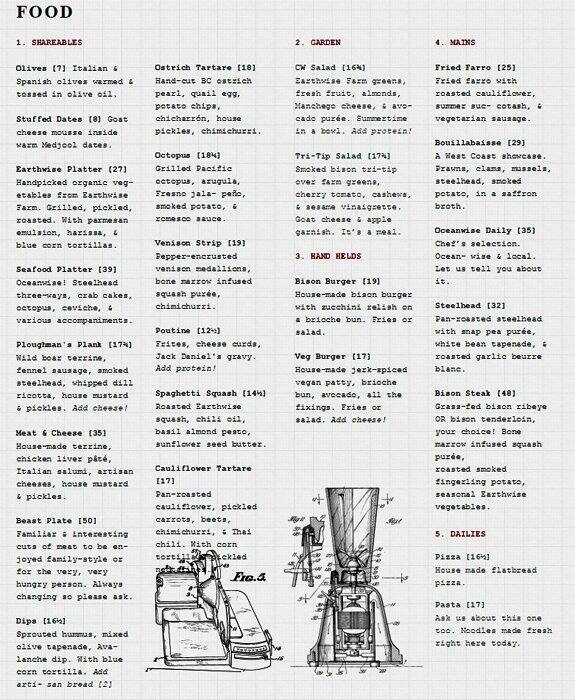 Menu at Chill Winston restaurant, Vancouver