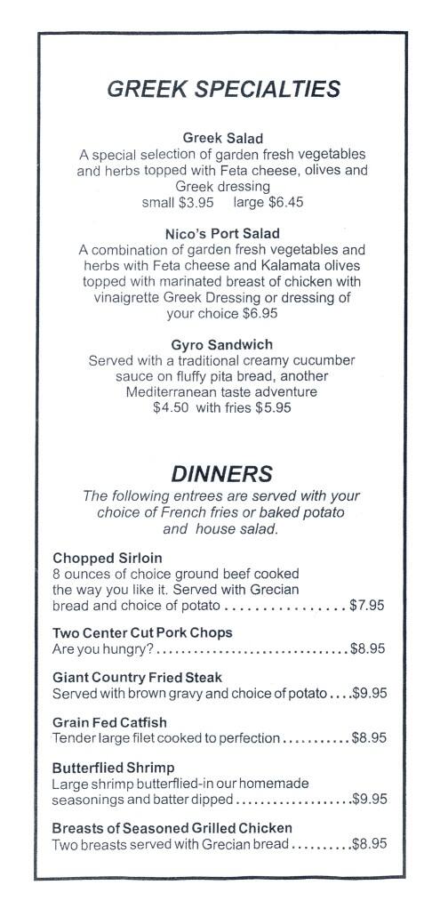 Menu at The Port Restaurant, Memphis, Harbor Ave