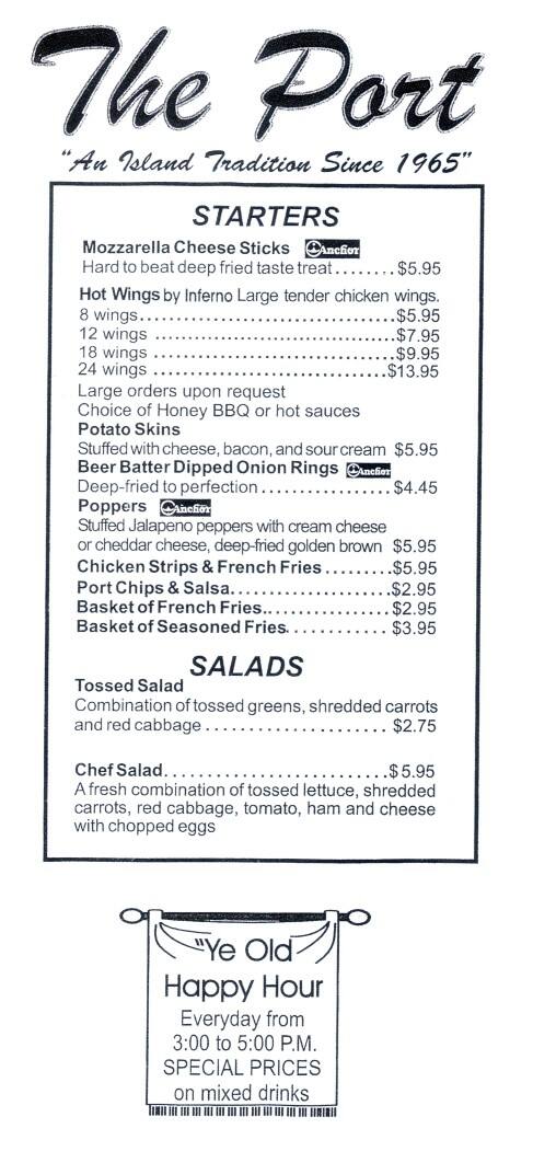 Menu at The Port Restaurant, Memphis, Harbor Ave