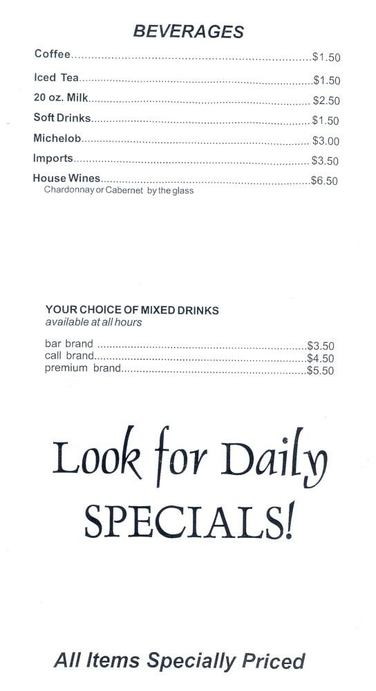 Menu at The Port Restaurant, Memphis, Harbor Ave