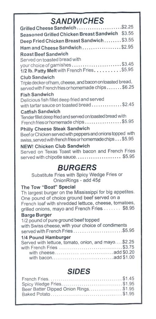 Menu at The Port Restaurant, Memphis, Harbor Ave