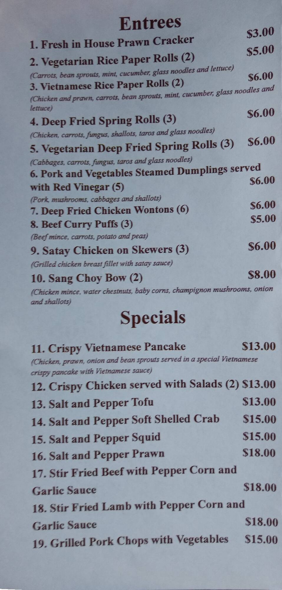 Menu at New JoJo’s fast food, Peakhurst