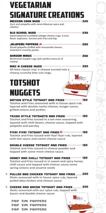 Menu of Nugget Nation, Sector 8, Chandigarh