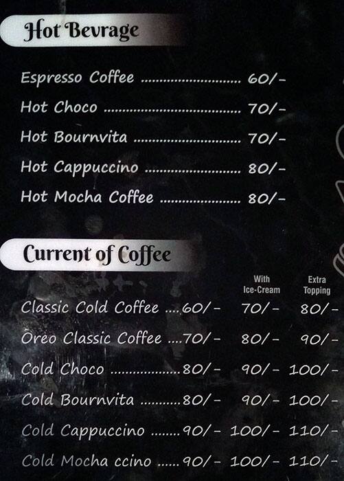 Menu of Knights Cafe, Nikol, Ahmedabad