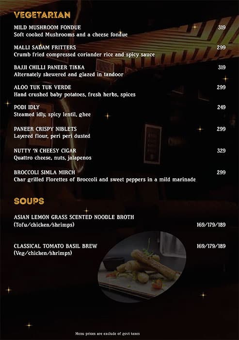 Menu of Big Bull Lounge, Nandanam, Chennai