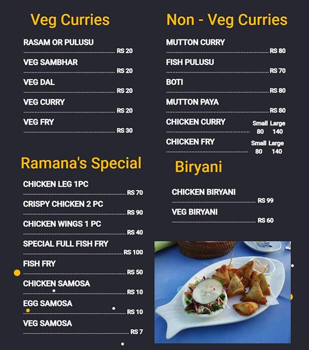Menu of Venkata Ramana Kitchen's, Dilsukhnagar, Hyderabad