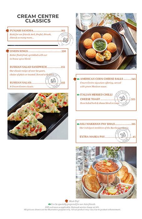 Menu of Cream Centre, Hitech City, Hyderabad