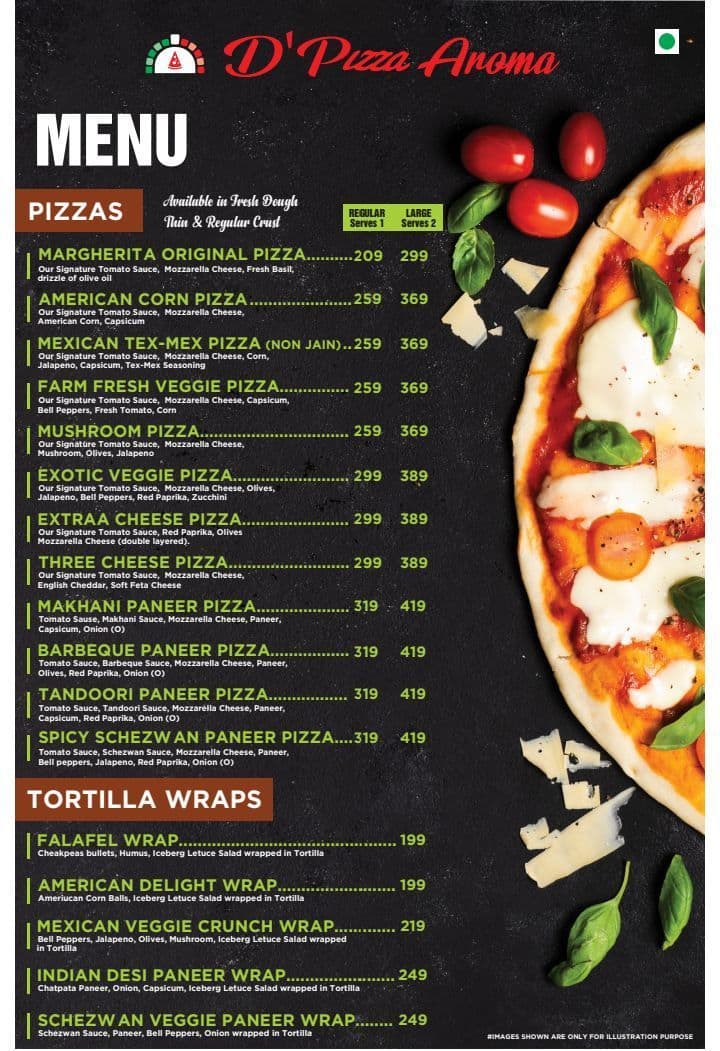 Menu of D' Pizza Aroma, Near Andheri East Station, Mumbai