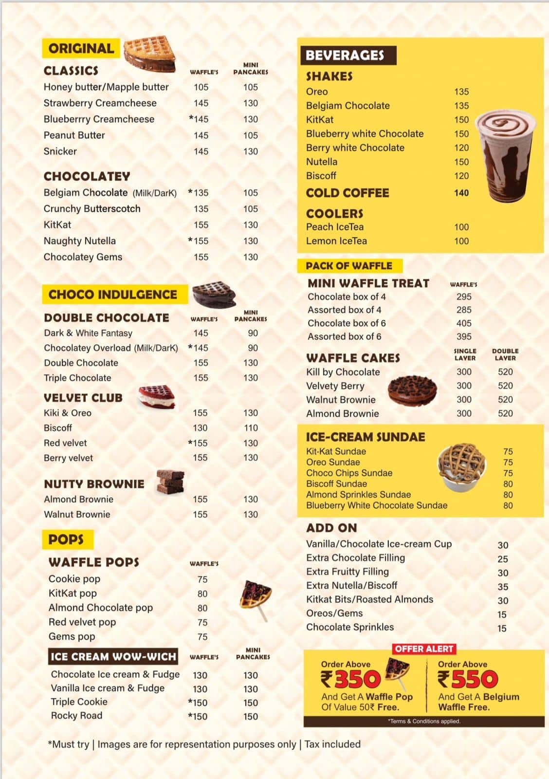 Menu of The Waffle Hub, Near Andheri East Station, Mumbai