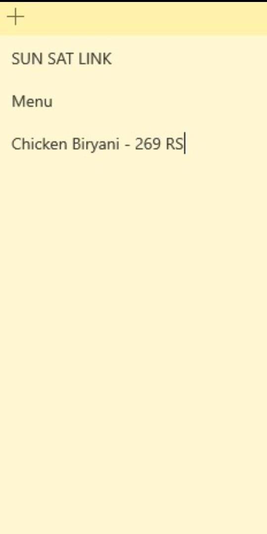 Menu of Sun Sat Links, Selaiyur, Chennai