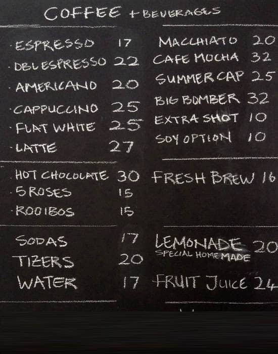 Menu at POST breakfast lunch restaurant, Johannesburg