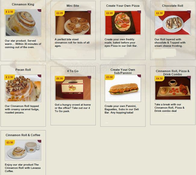 Menu at Rollers desserts, Manchester, 21 Market St