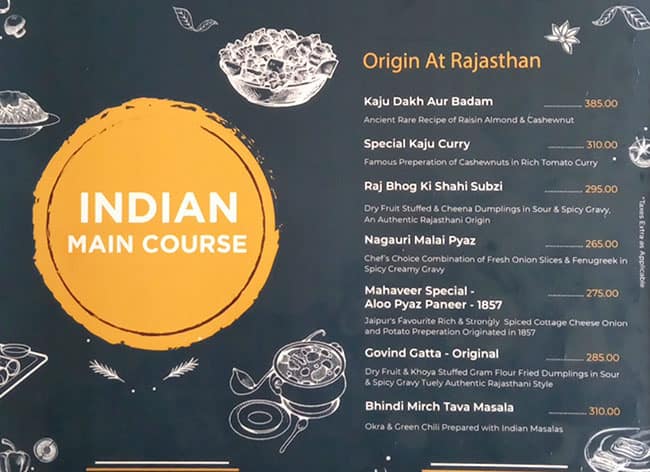 Menu at Jaipur Heritage, Jaipur, H 14 15 16 17 S L Marg
