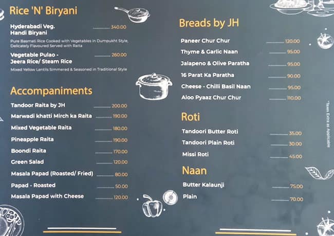 Menu at Jaipur Heritage, Jaipur, H 14 15 16 17 S L Marg