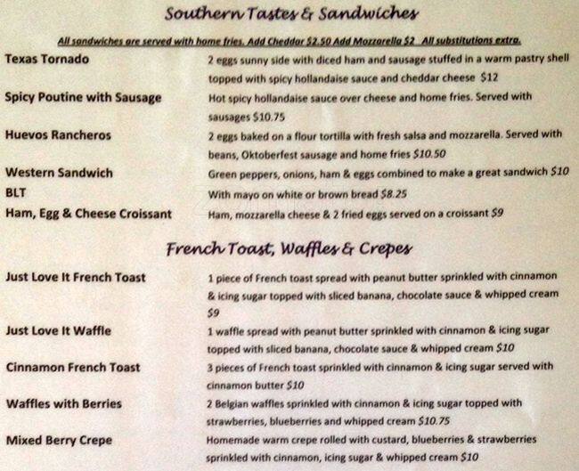 Menu at Summerhays Grill restaurant, Ottawa