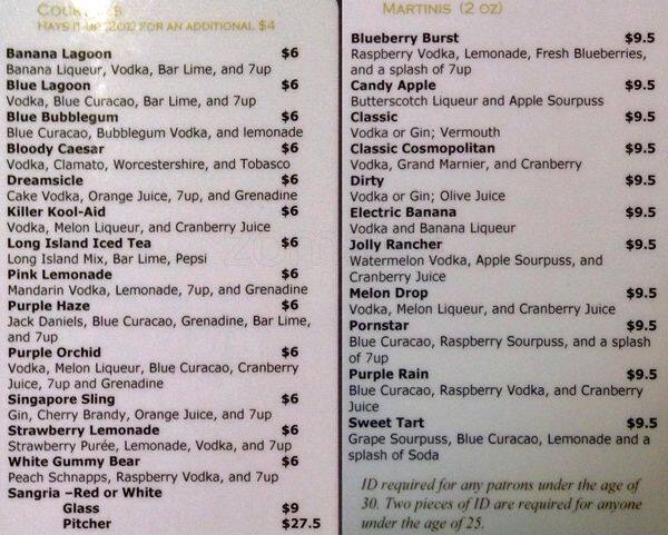 Menu at Summerhays Grill restaurant, Ottawa