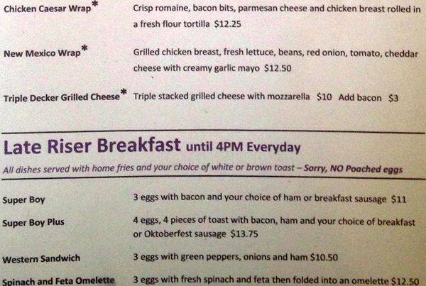 Menu at Summerhays Grill restaurant, Ottawa