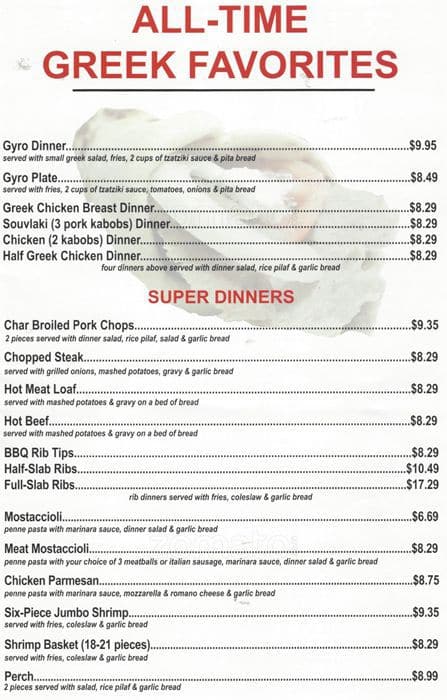 Menu at Billy's Fast Food, Addison