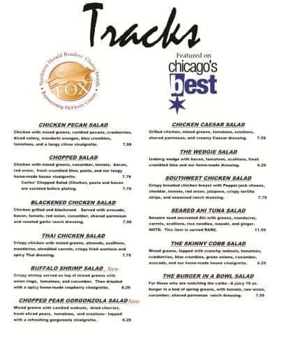 Menu at Tracks pub & bar, Cary