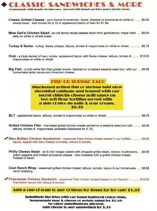 Menu at Midnight Diner, Charlotte, 108 E Morehead St