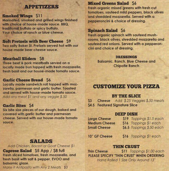 Menu at Denver Deep Dish pizzeria, Denver, W 38th Ave