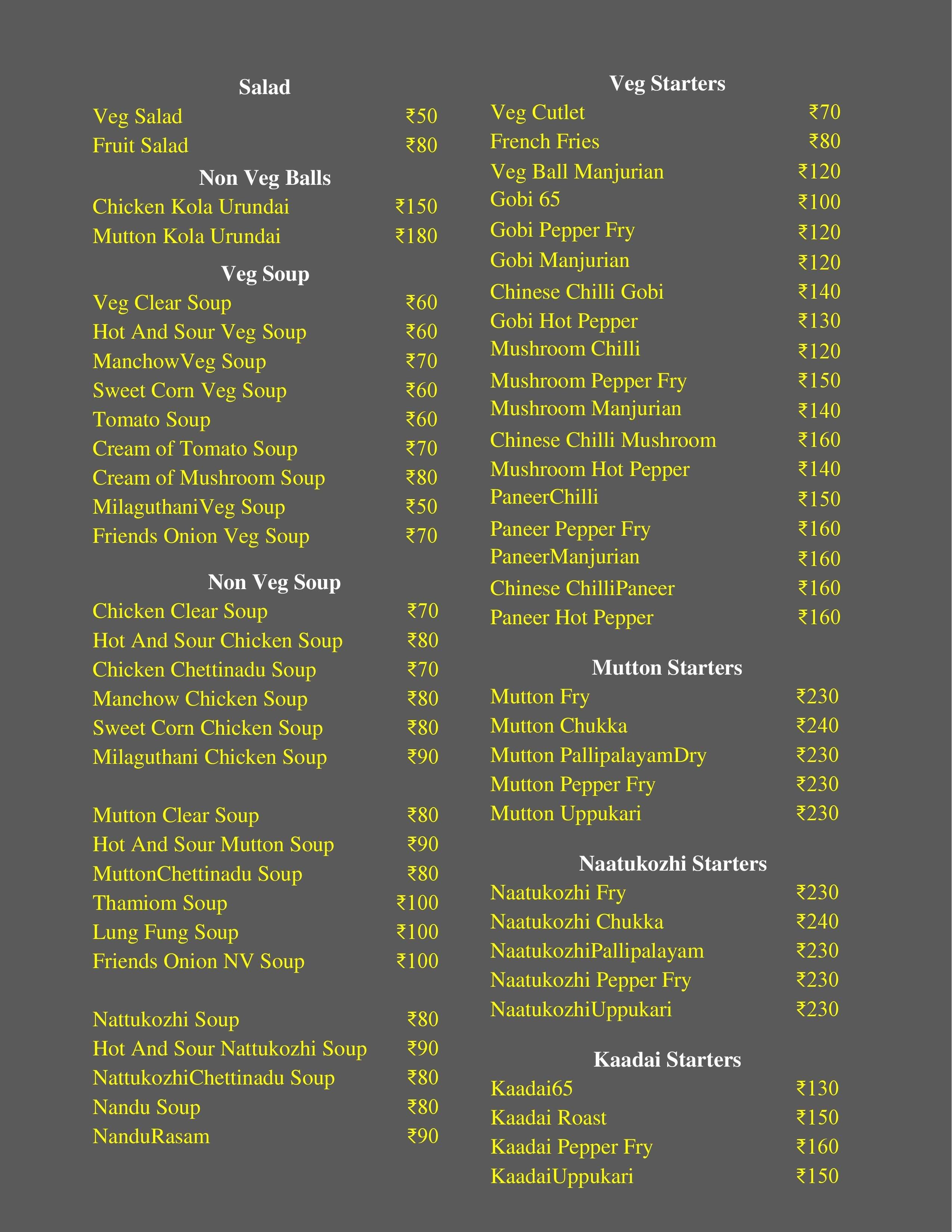 Menu at Makil Food Castle, Coimbatore