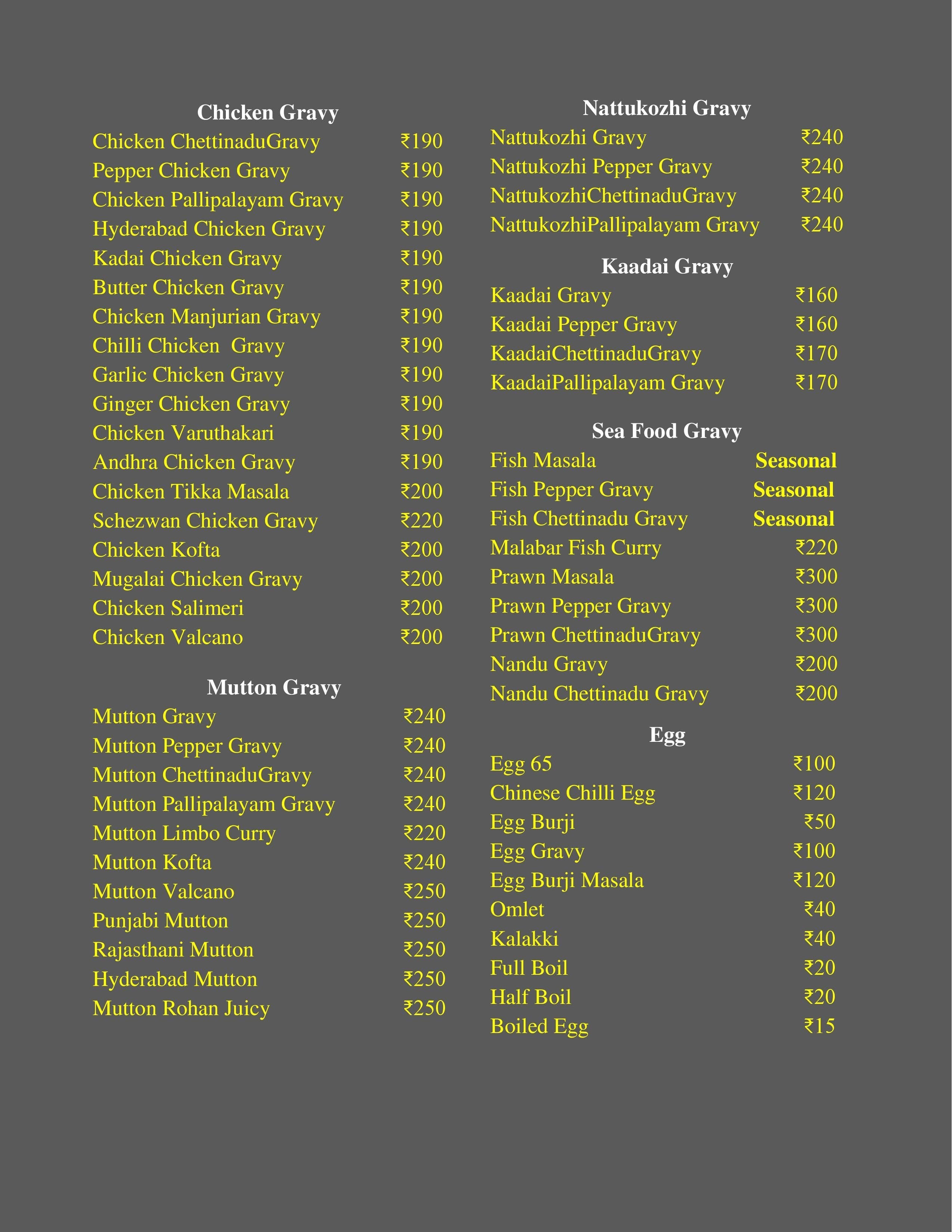 Menu at Makil Food Castle, Coimbatore