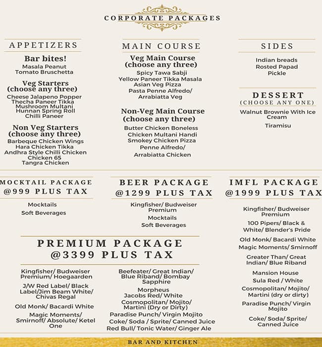 Menu of Smooth Criminal, Koramangala 5th Block, Bangalore