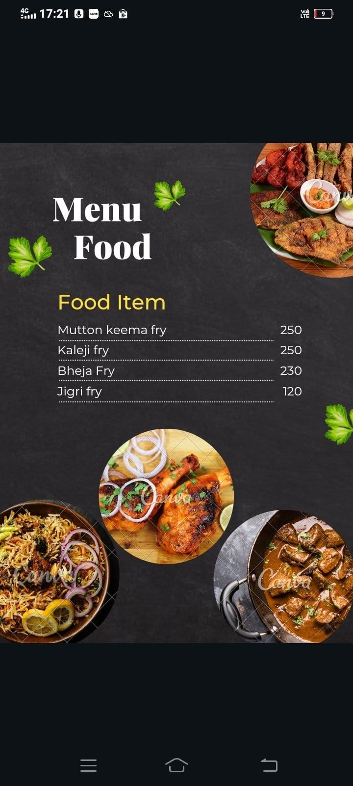 Menu of Fry Specialist, Undri, Pune