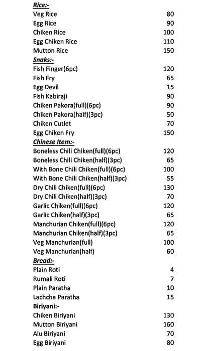 Menu at Park Fast Food center, Baranagar, 98/38