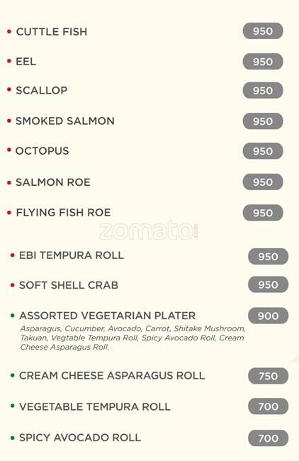 Menu at Asia 7, Mumbai, Palladium