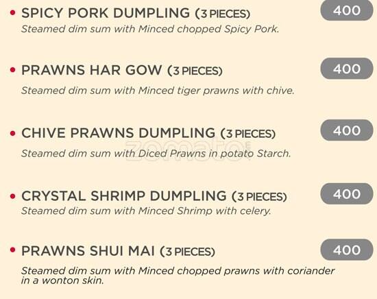 Menu at Asia 7, Mumbai, Palladium