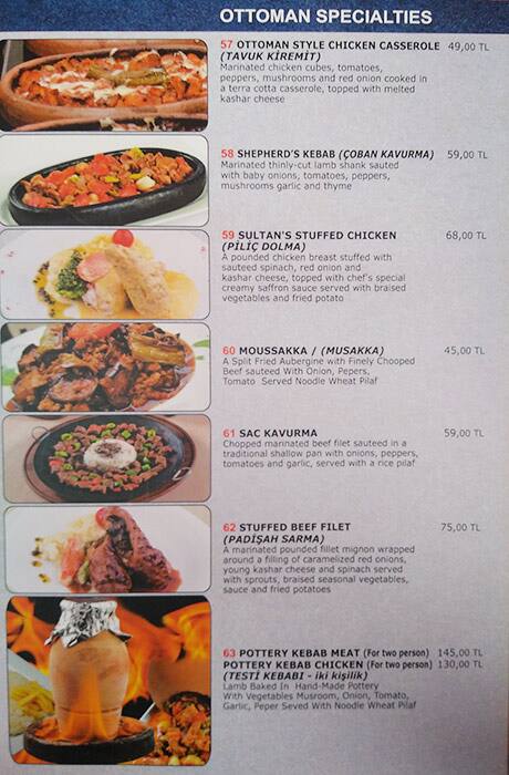 Menu at Fuego Restaurant, Istanbul, İncili Çavuş Sokak