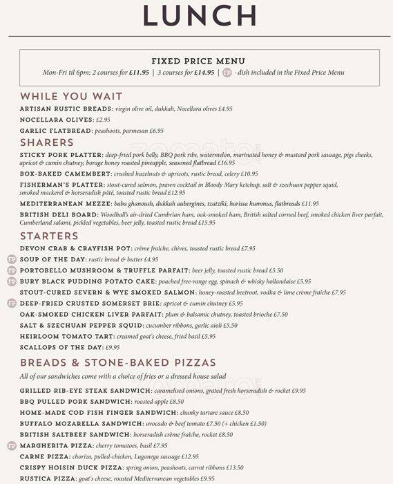 Menu at One Kew Road pub & bar, London, 1 Kew Rd