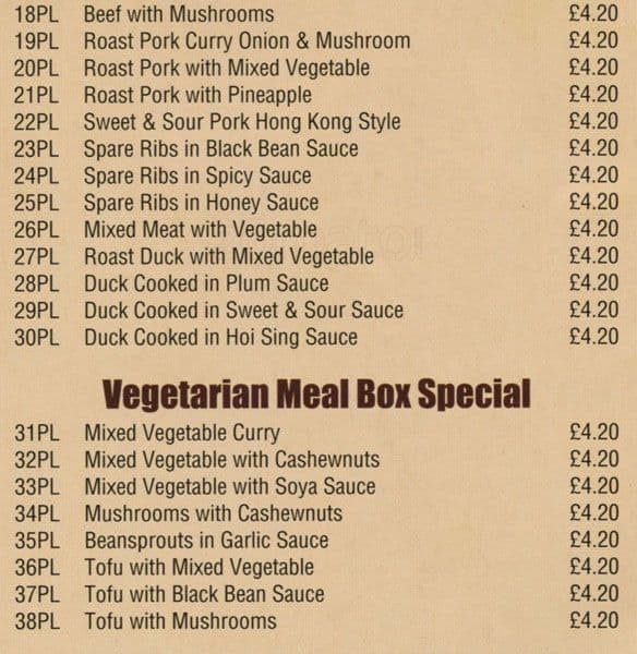 Menu at Lin Chi restaurant, Edgware