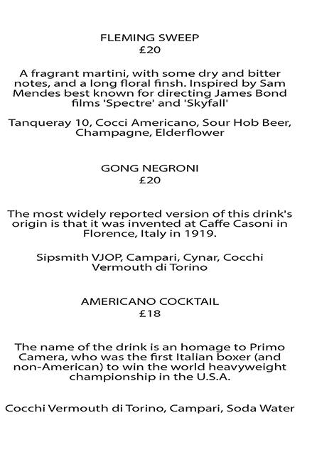 Menu at GŎNG pub & bar, London, 31 Saint Thomas Street Level 52