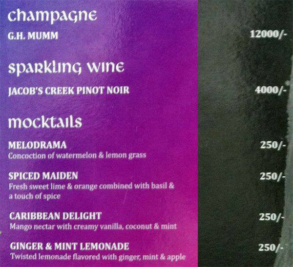 Menu at Sheesha Sky Lounge, Indore, QV5R+VFG